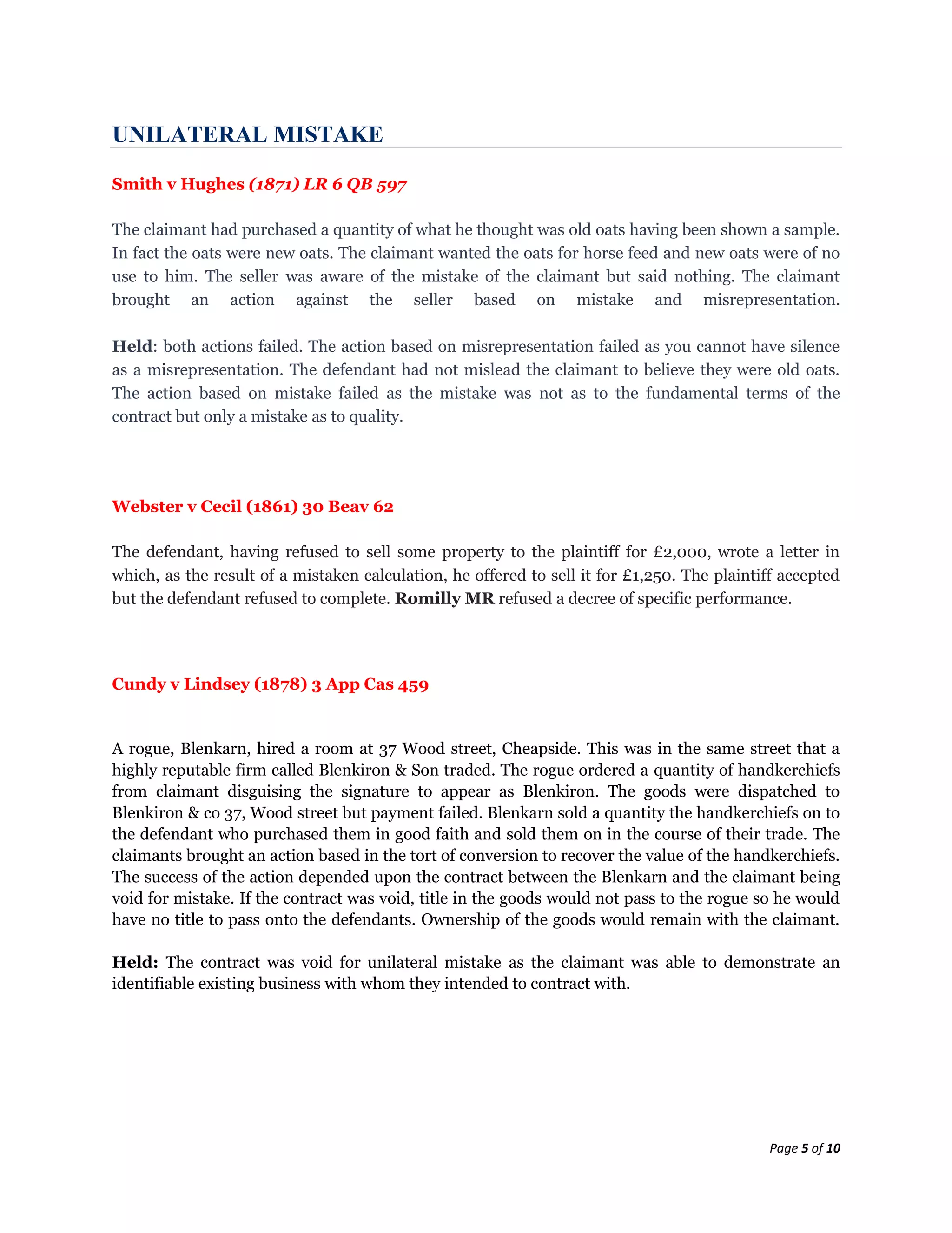 Lecture 10 mistake - cases | DOCX