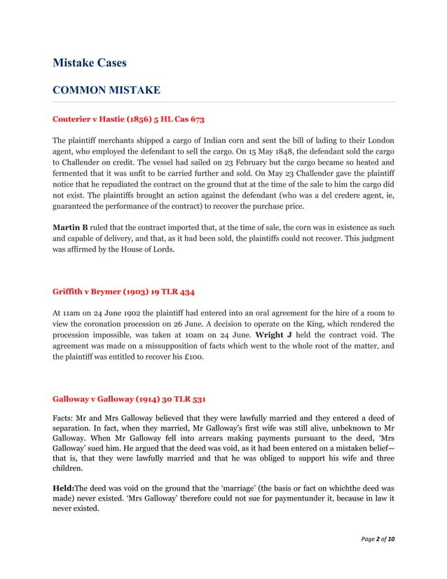 Lecture 10 mistake - cases | DOCX