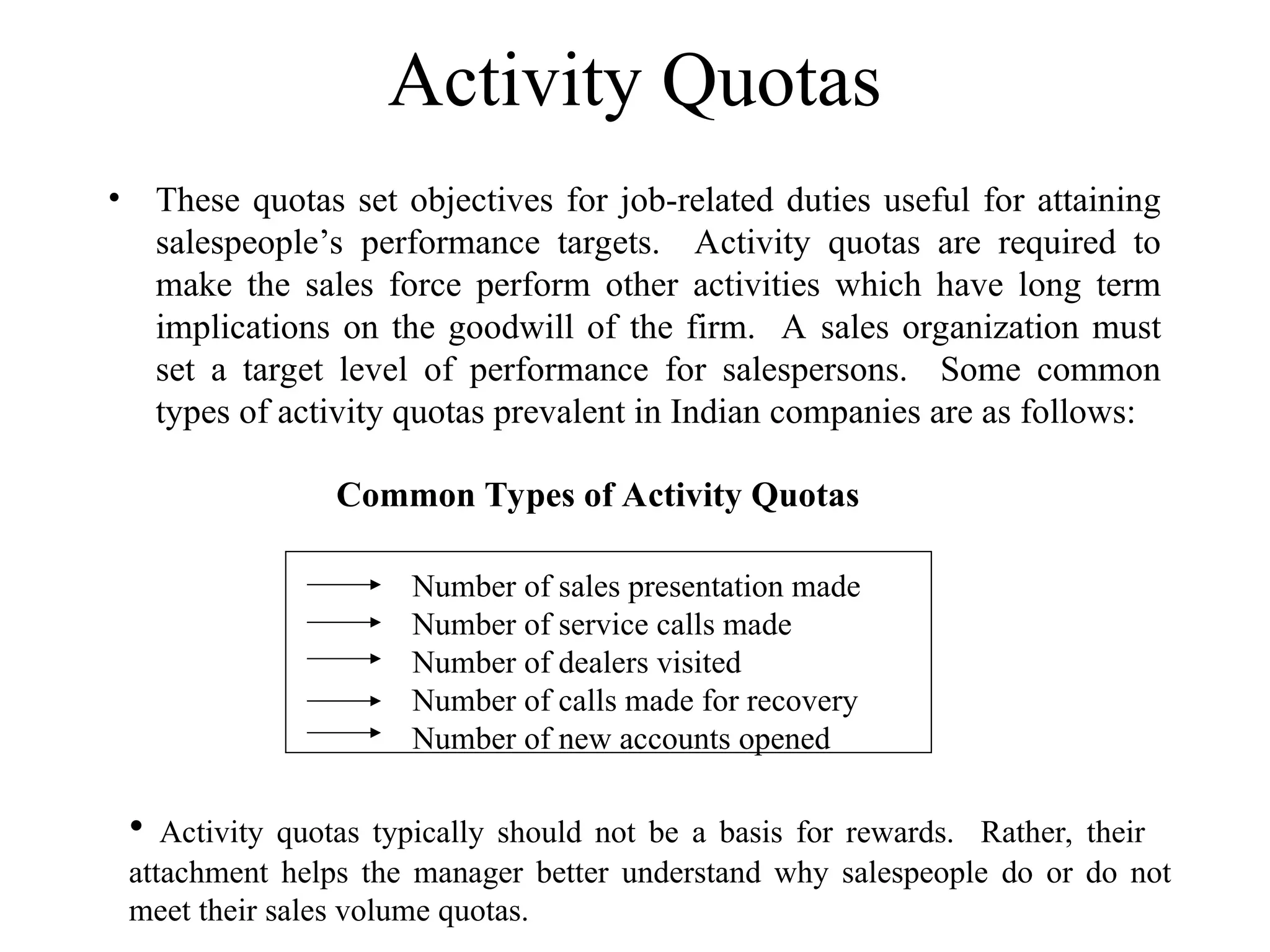 Sales Quota and its Components in Sales Management | PPT