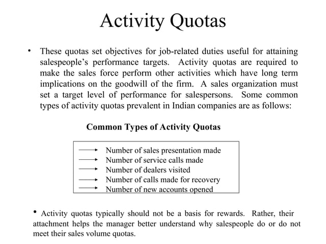 Sales Quota and its Components in Sales Management | PPT | Sales | Business