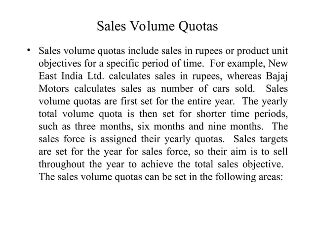 Sales Quota and its Components in Sales Management | PPT | Sales | Business