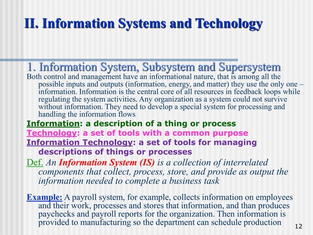 Information Systems and Technology: Basic Concepts | PPT | Computing ...