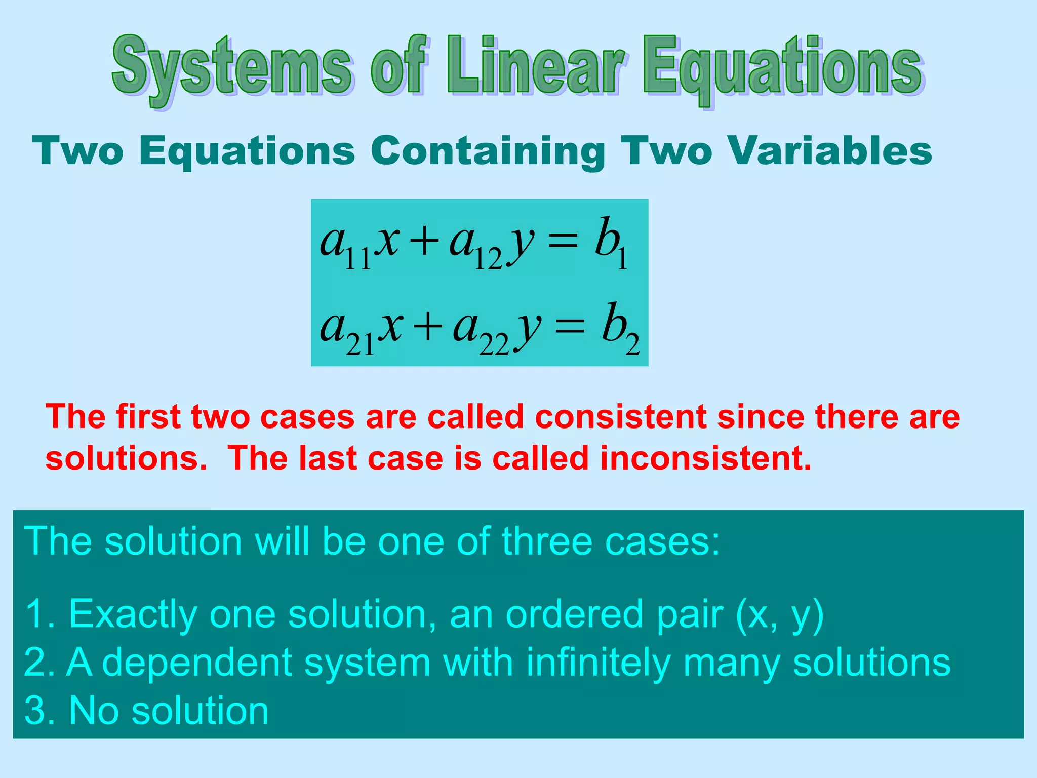 Lecture 10a System Of Linear Equations Ppt