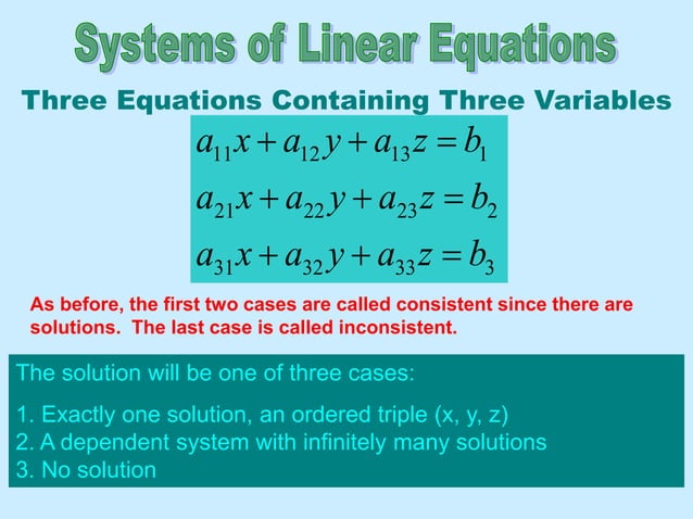 Lecture 10a system of linear equations | PPT