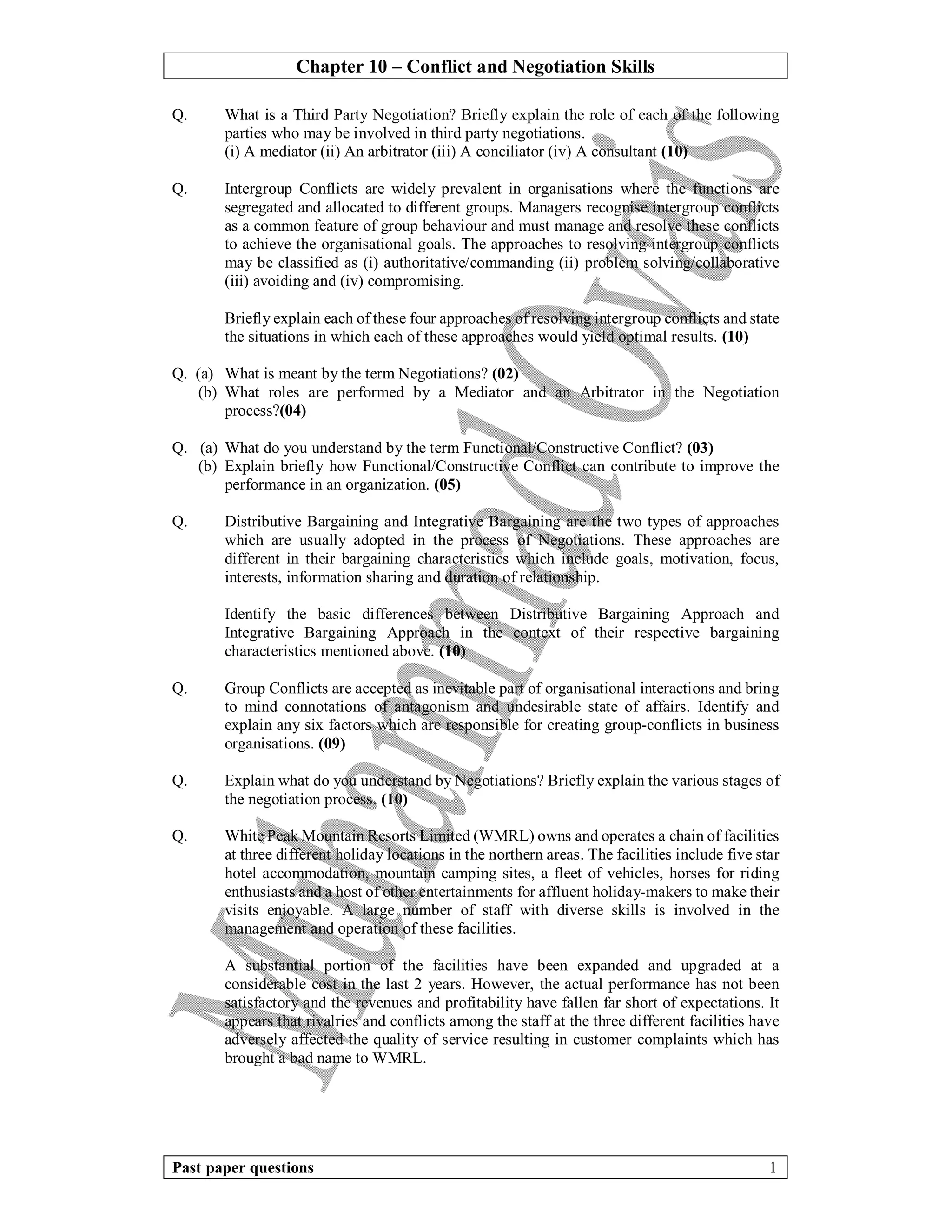 Lecture 10 bmbs conflict and negotiation skills qs | PDF