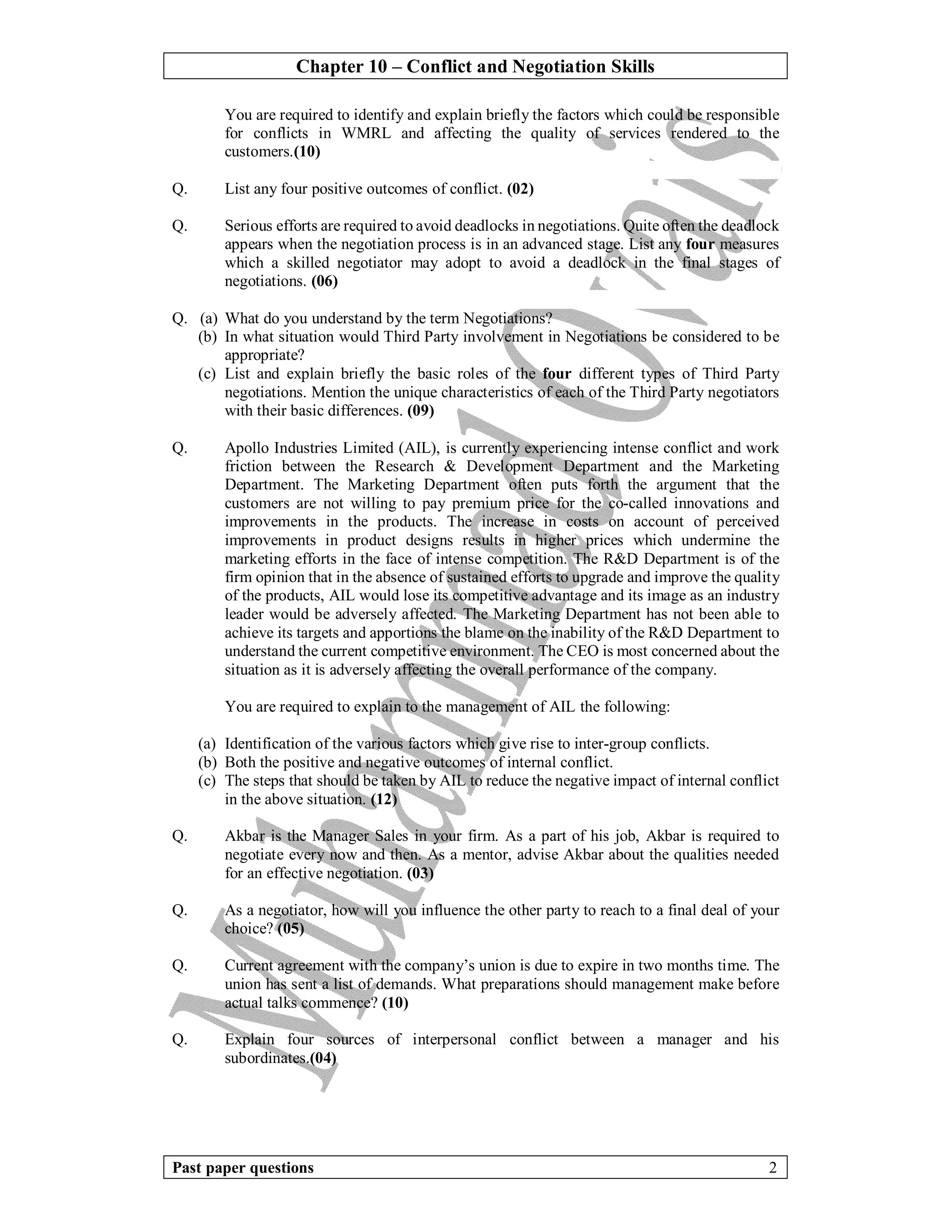 Lecture 10 bmbs conflict and negotiation skills qs | PDF