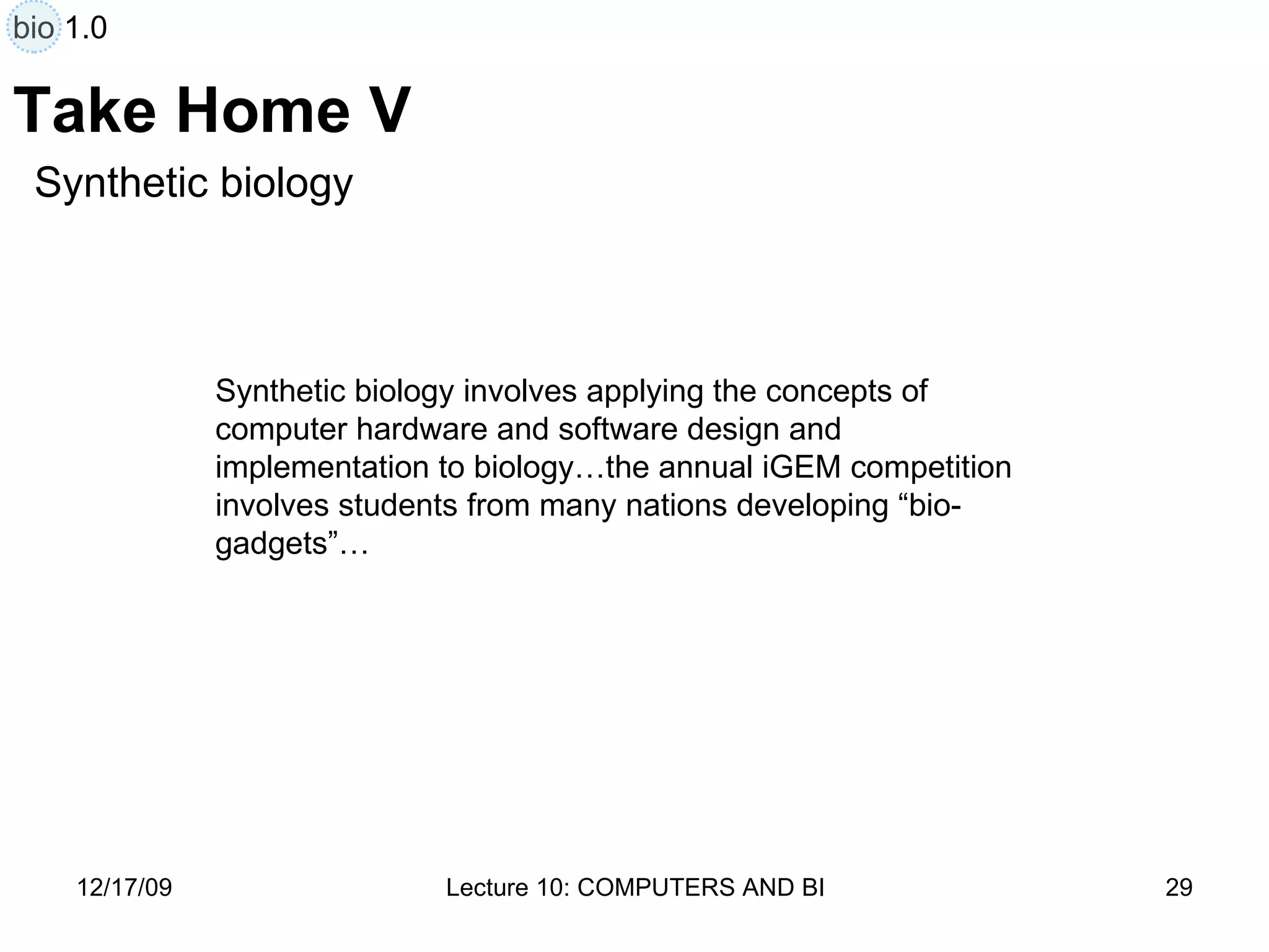 Lecture 10 Computers In Biology | PPT