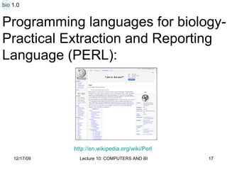 Lecture 10 Computers In Biology | PPT