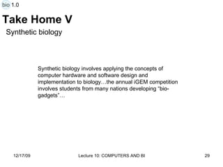 Lecture 10 Computers In Biology | PPT