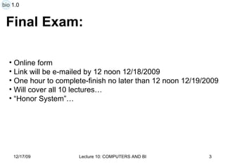 Lecture 10 Computers In Biology | PPT