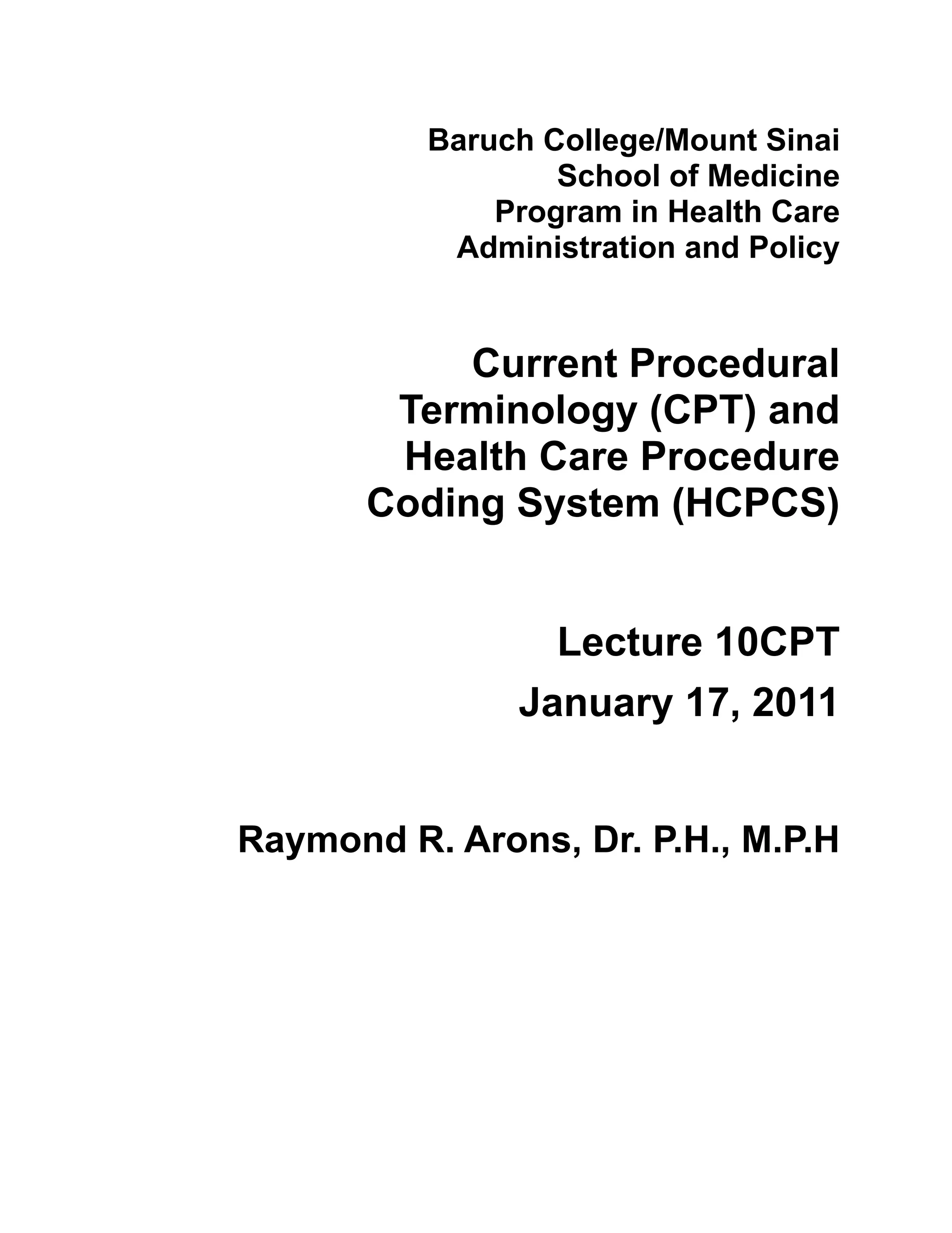 CPT and HCPCS Coding | PDF