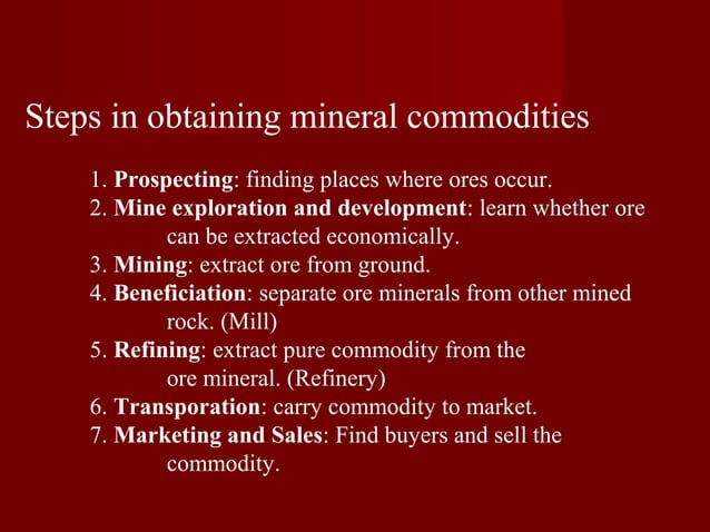 Mineral Resources And Mining Ppt Commodities Economy