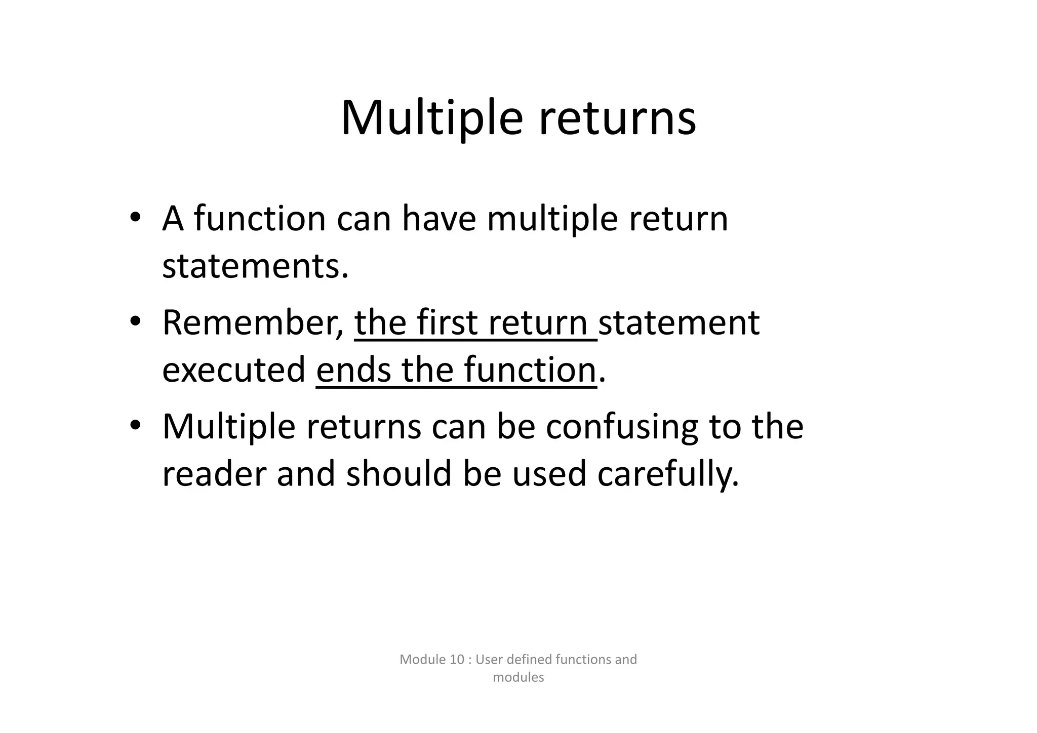 Lecture 10 User Defined Functions And Modules Ppt