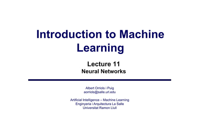 Lecture11 - neural networks | PPT