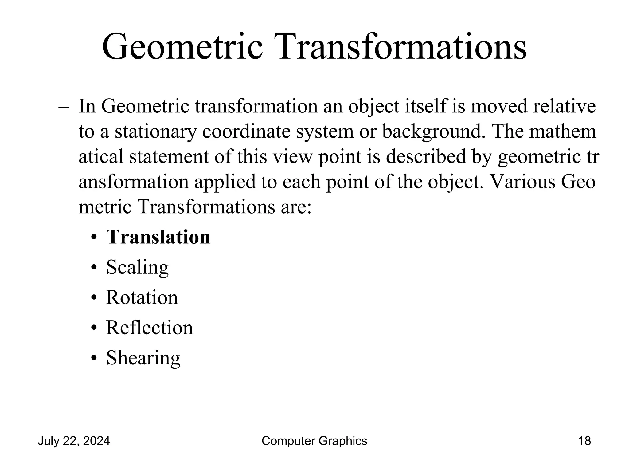 lecture11-11_16827_2d-transformations in computer graphics | PPTX