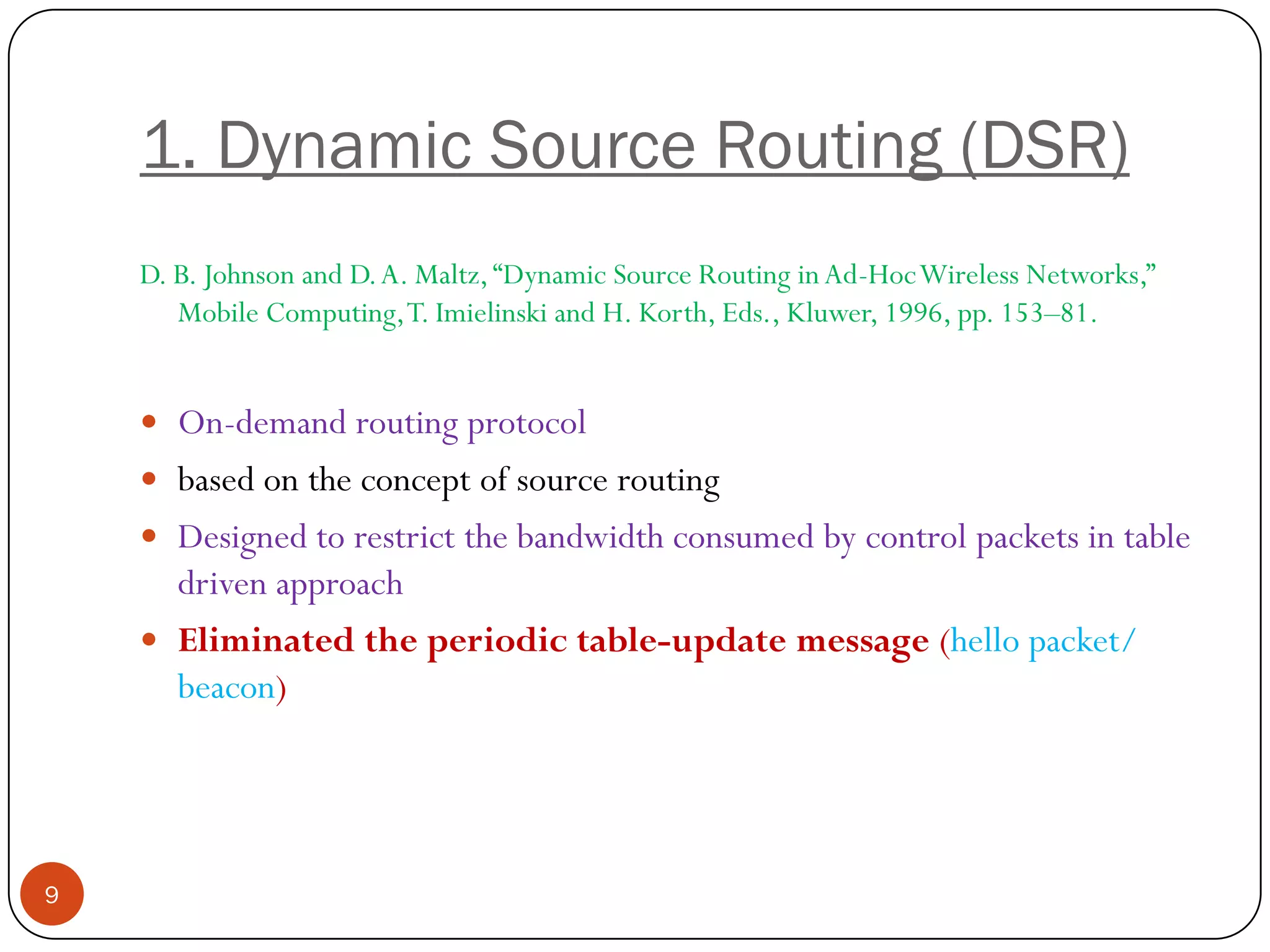 Lecture 11 14. Adhoc routing protocols cont.. | PDF