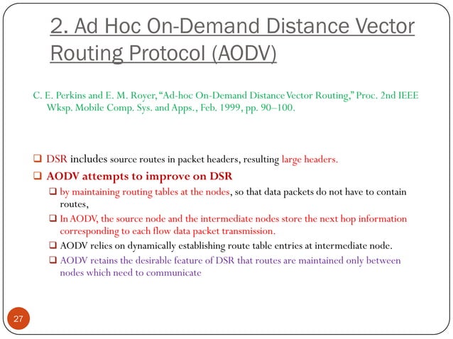 Lecture 11 14. Adhoc routing protocols cont.. | PDF