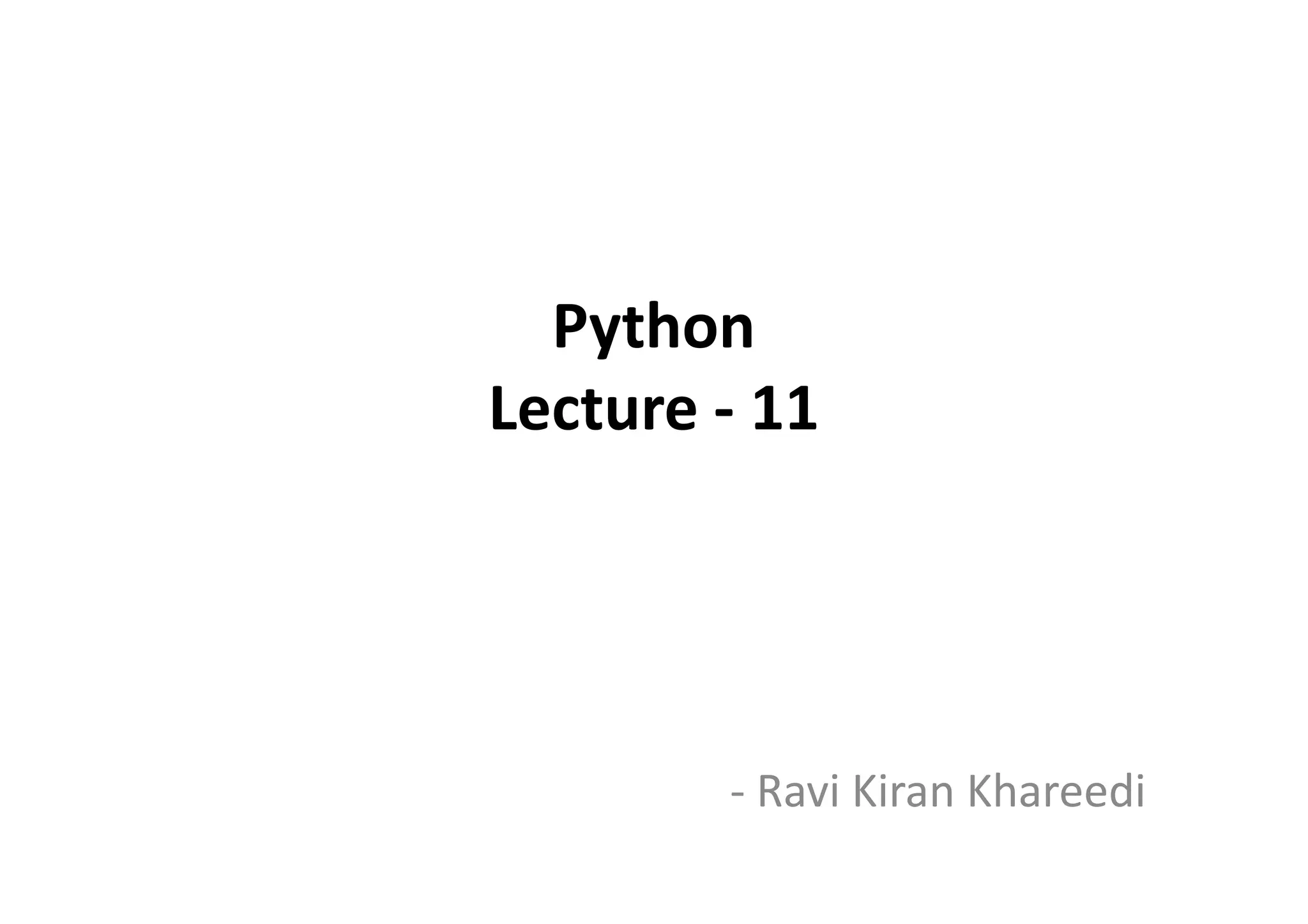 Python - Lecture 11 | PDF