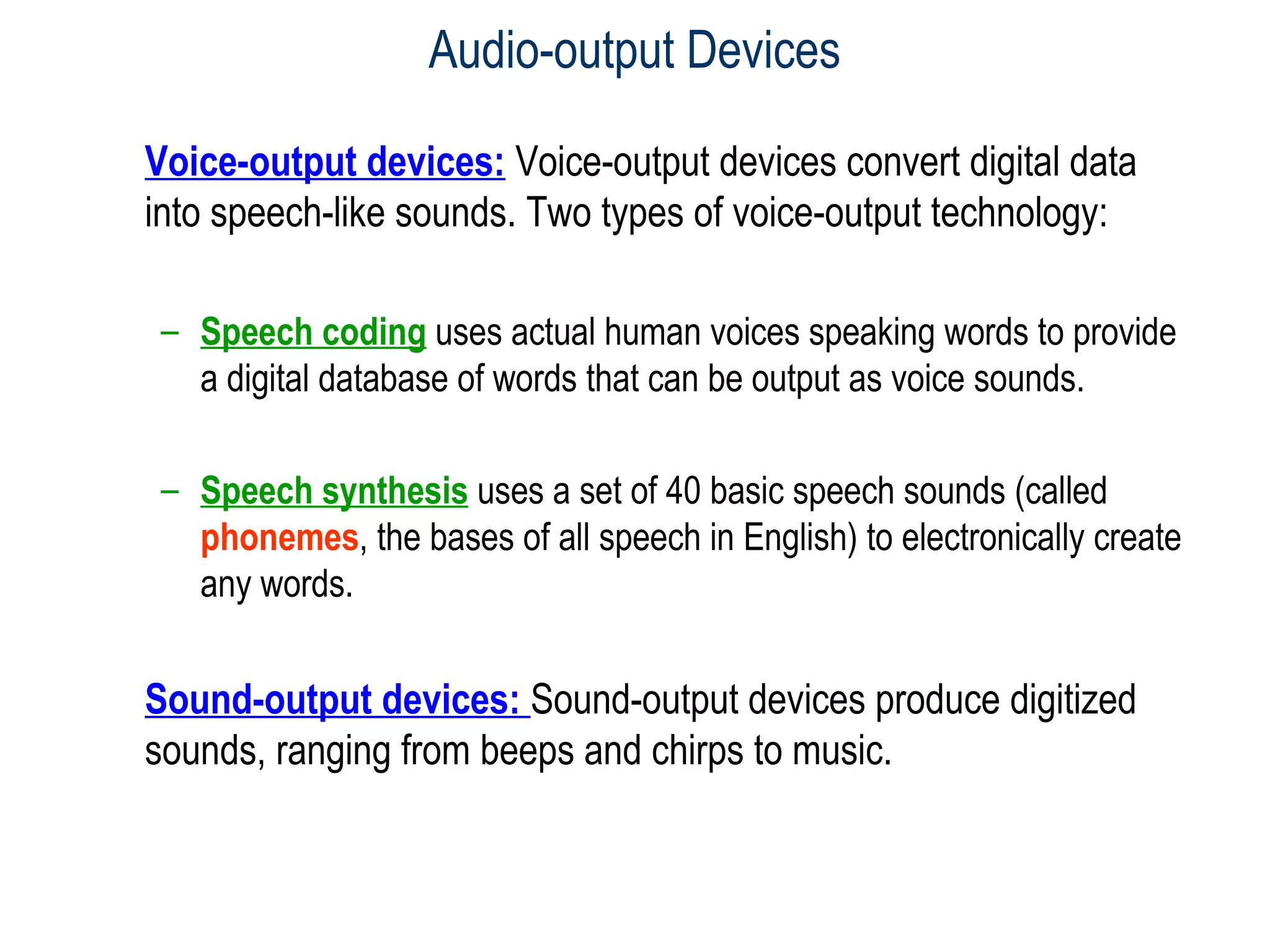 Output devices of Computer | PPT