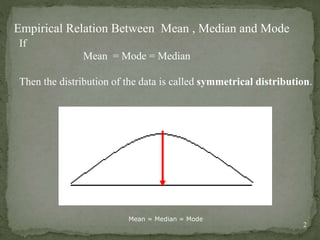 RELATION BETWEEN MEAN, MEDIAN AND MODE IN BIOSTATIC | PPT