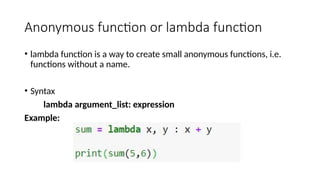 Functions in Python Programming Language | PPT