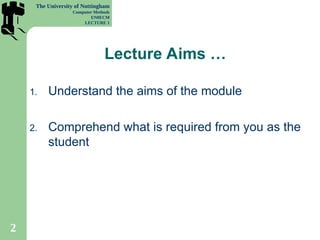 Understand the aims of the module Comprehend what is required from you ...