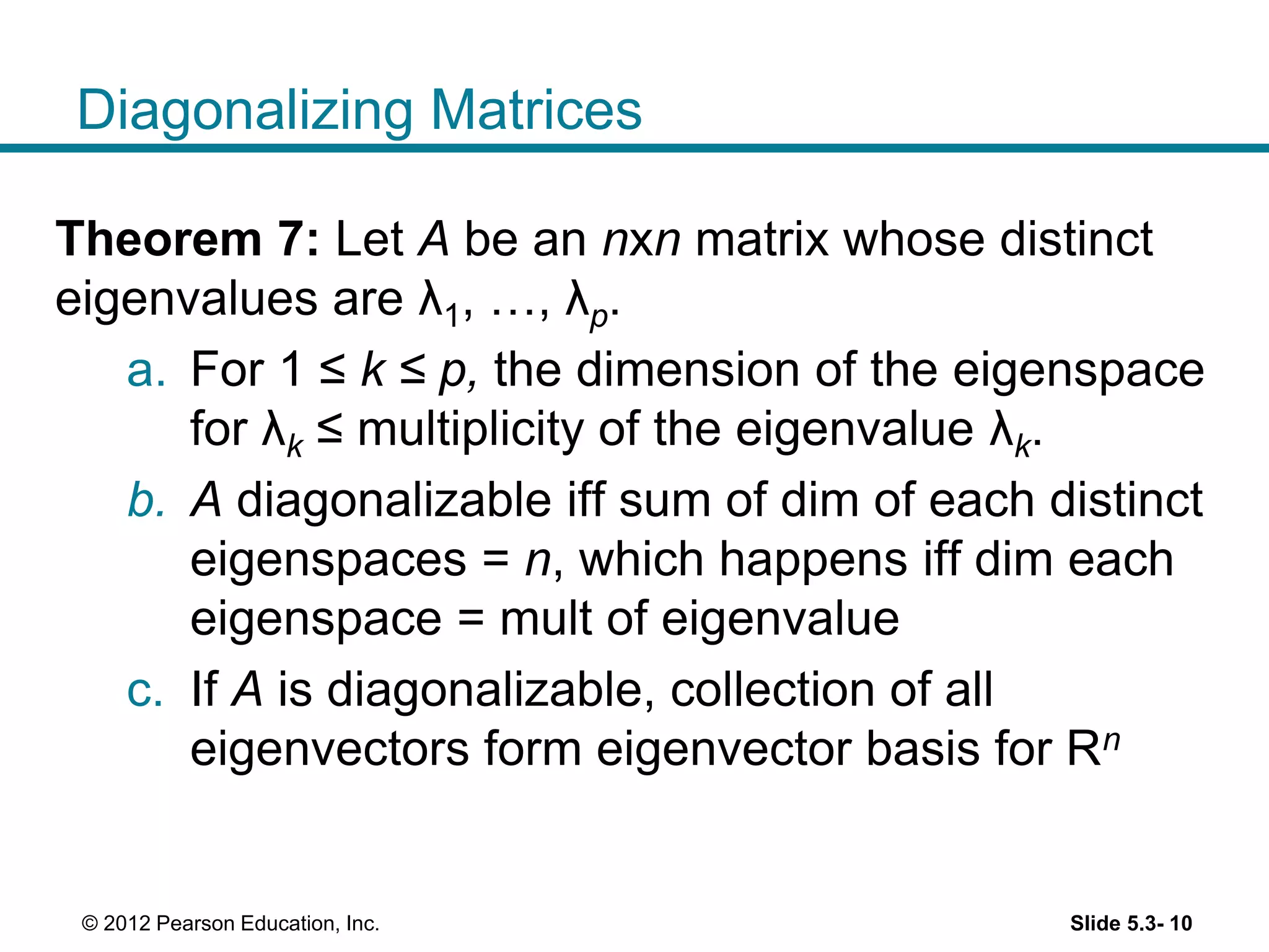 Lecture 11 diagonalization & complex eigenvalues - 5-3 & 5-5 | PPTX