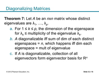 Lecture 11 diagonalization & complex eigenvalues - 5-3 & 5-5 | PPTX