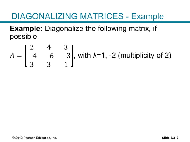 Lecture 11 diagonalization & complex eigenvalues - 5-3 & 5-5 | PPTX | Physics | Science