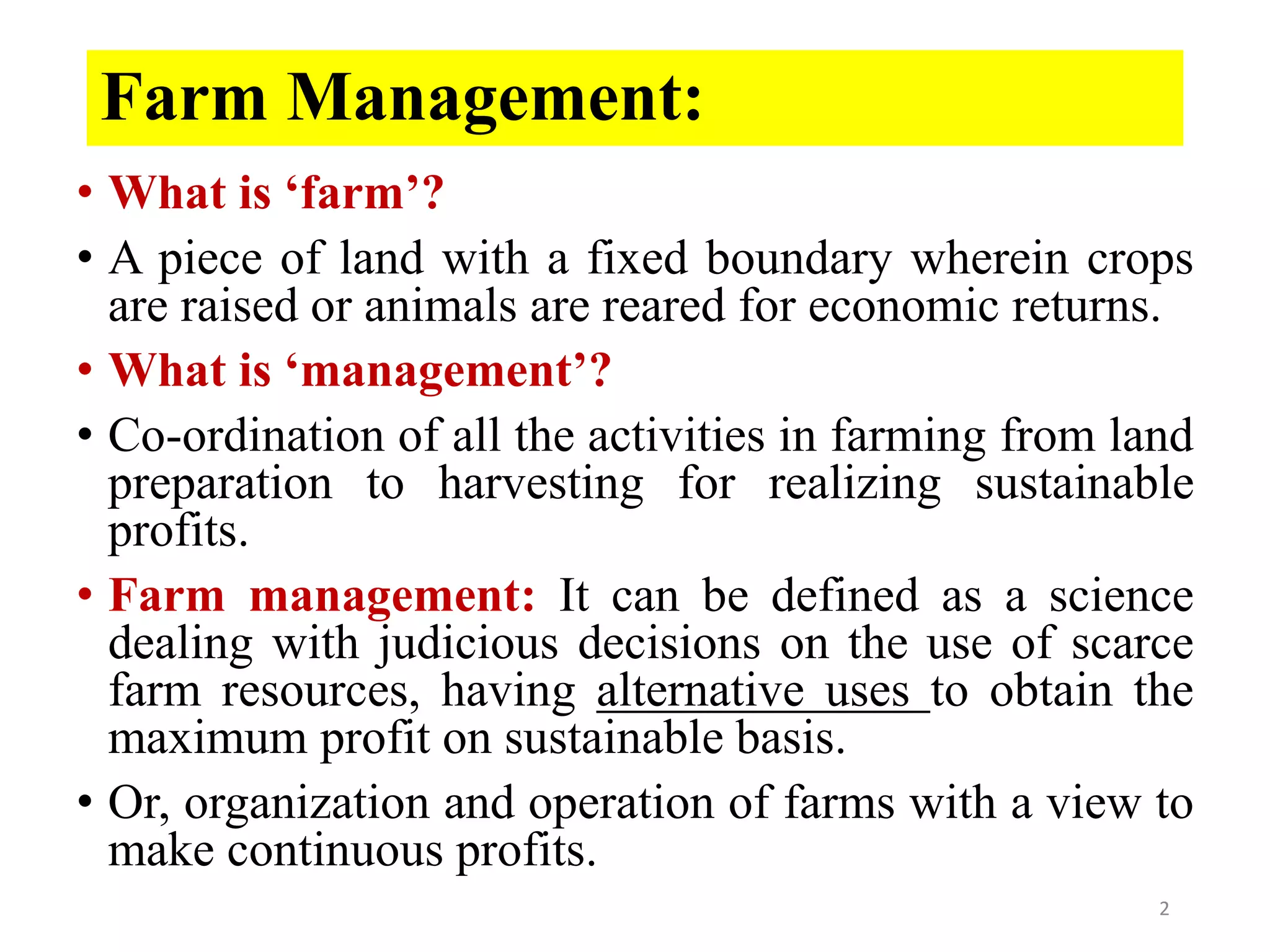 Lecture 11 Farm Management Decisions | PPT