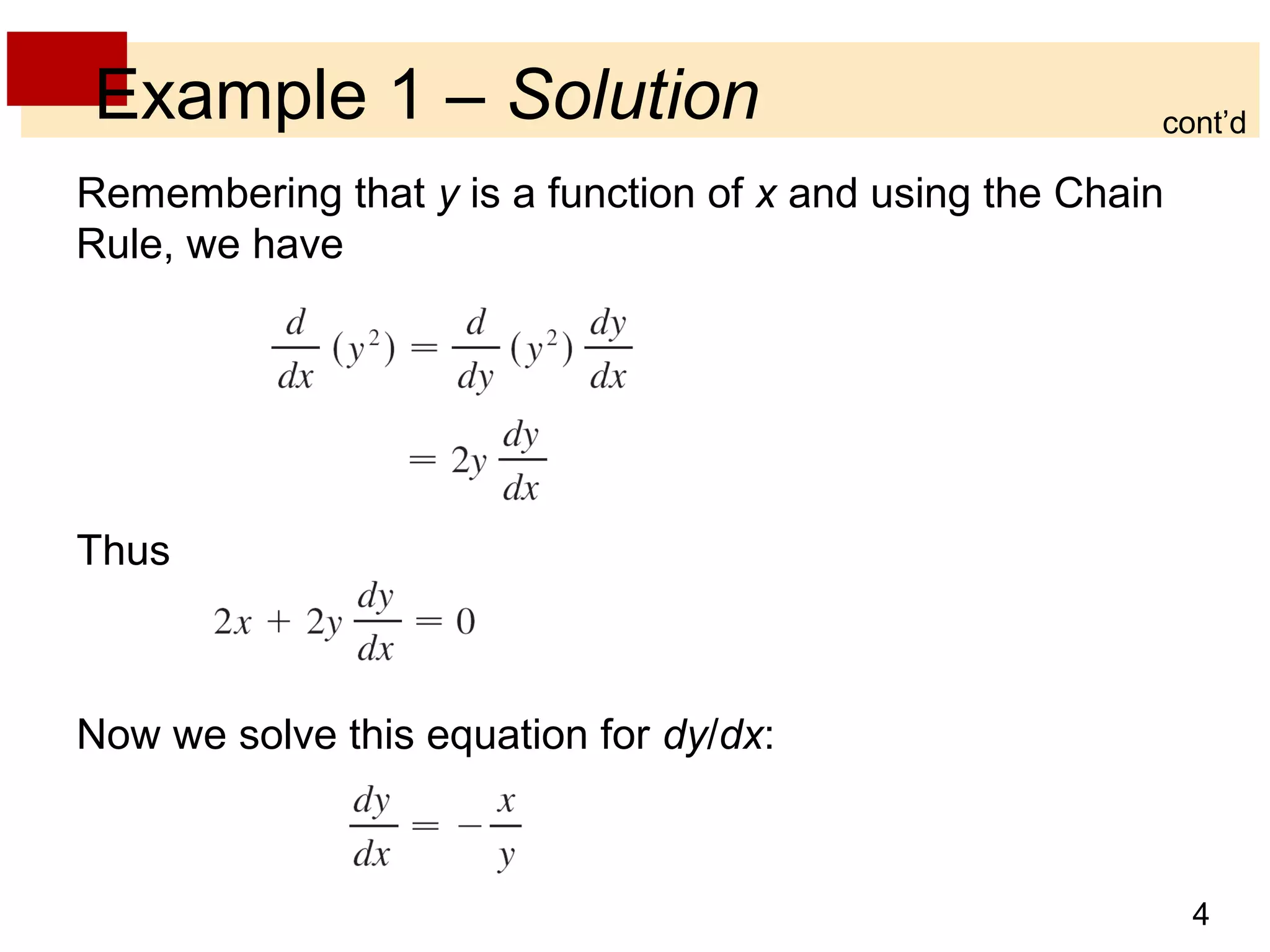 Lecture 11 implicit differentiation - section 3.5 | PPT