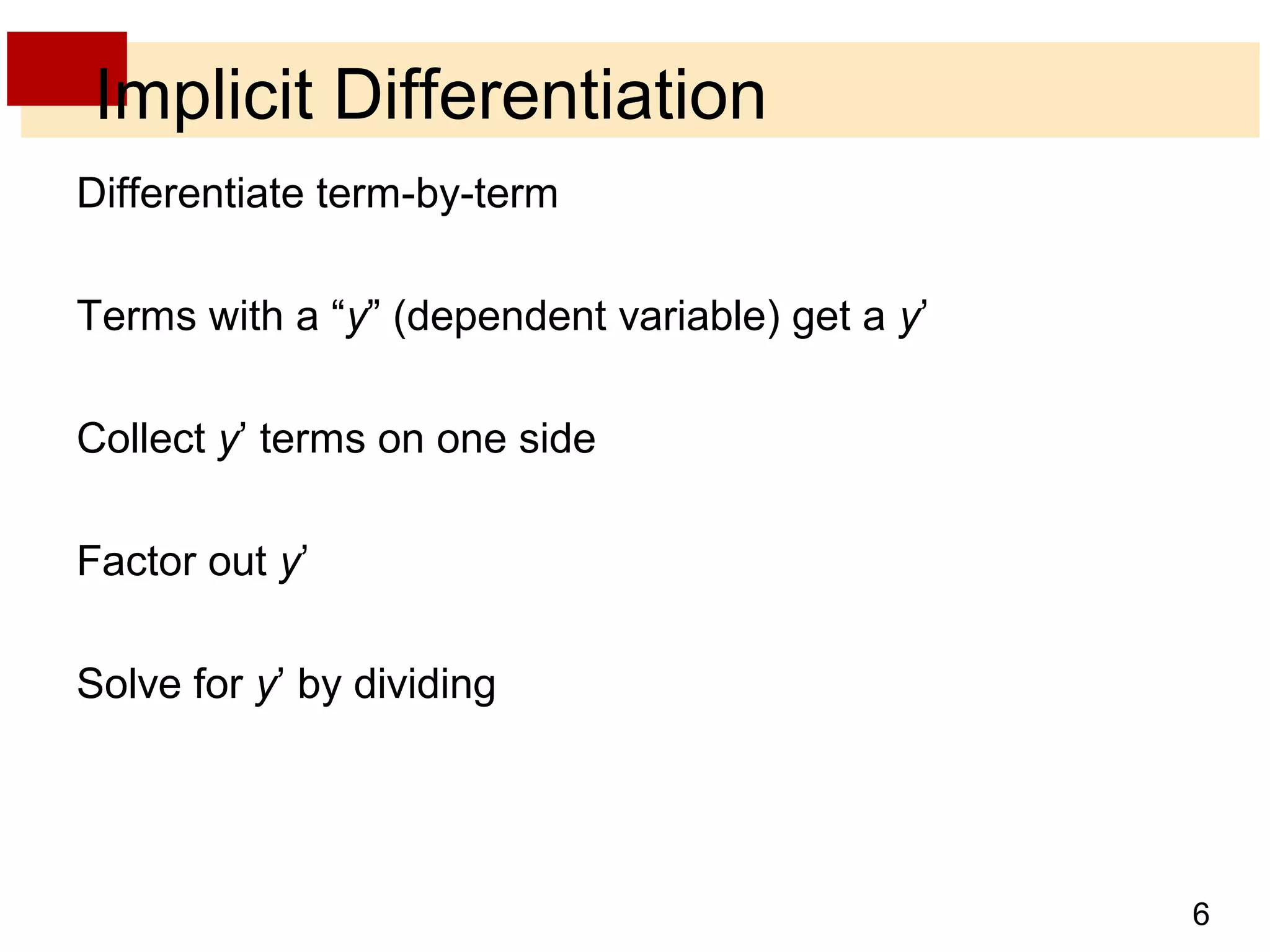 Lecture 11 implicit differentiation - section 3.5 | PPT