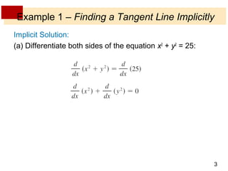 Lecture 11 implicit differentiation - section 3.5 | PPT