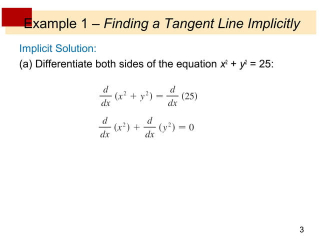 Lecture 11 implicit differentiation - section 3.5 | PPT