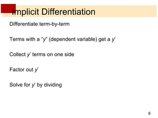 Lecture 11 implicit differentiation - section 3.5 | PPT