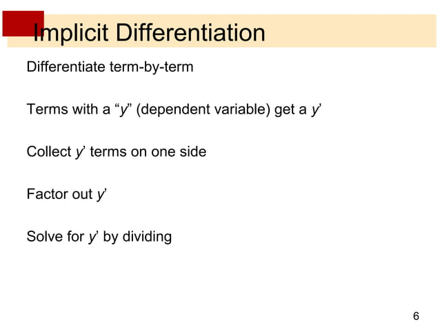 Lecture 11 implicit differentiation - section 3.5 | PPT