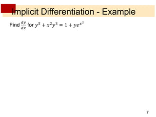 Lecture 11 implicit differentiation - section 3.5 | PPT