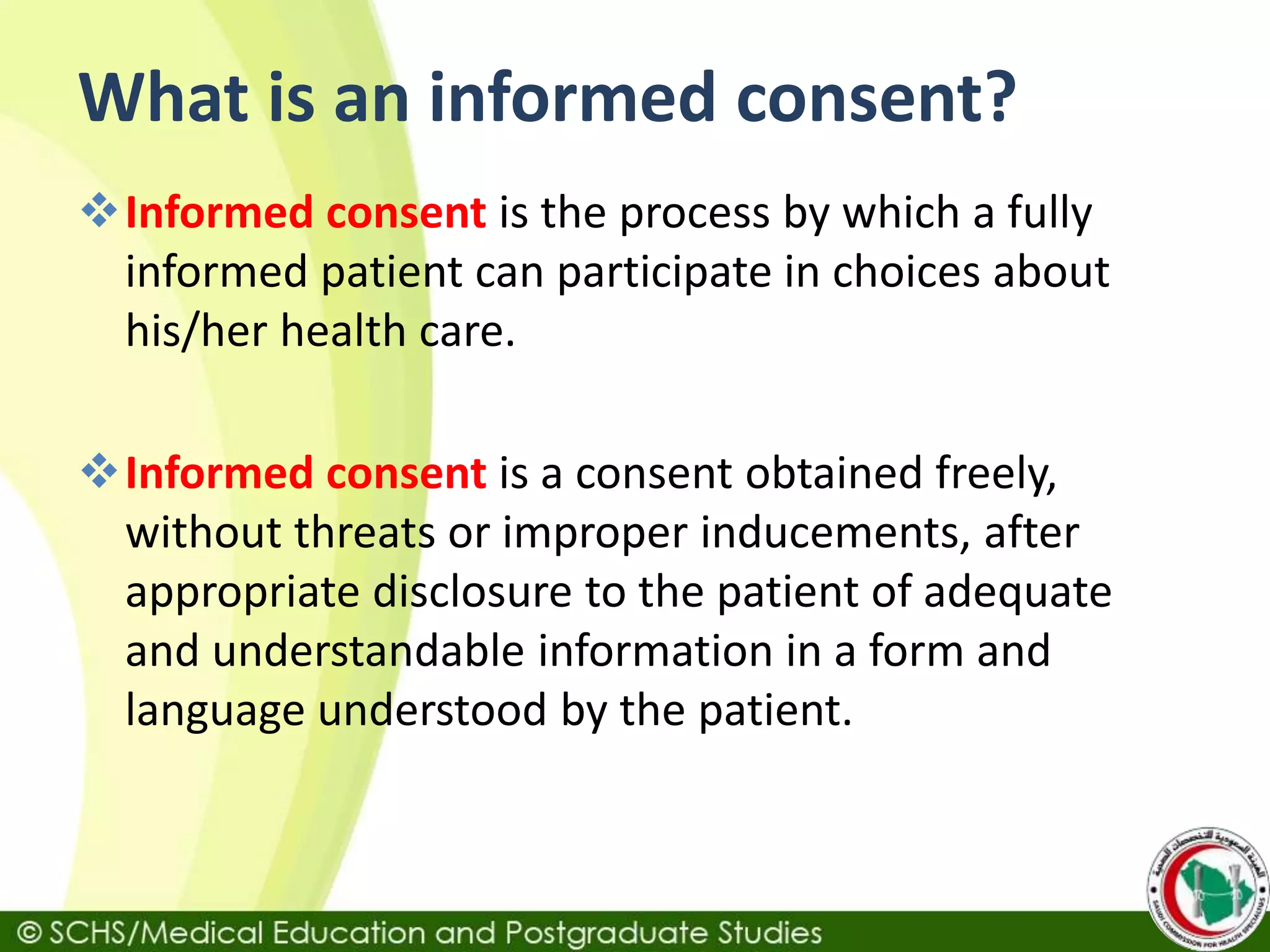 Lecture 11 informed consent to treatment | PPTX
