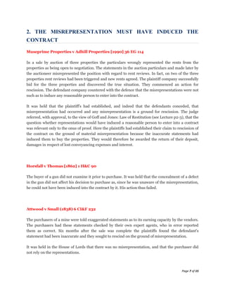 Lecture 11 misrepresentation - cases | DOCX