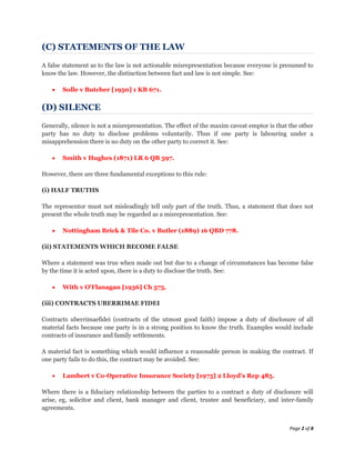Lecture 11 misrepresentation - notes | DOCX
