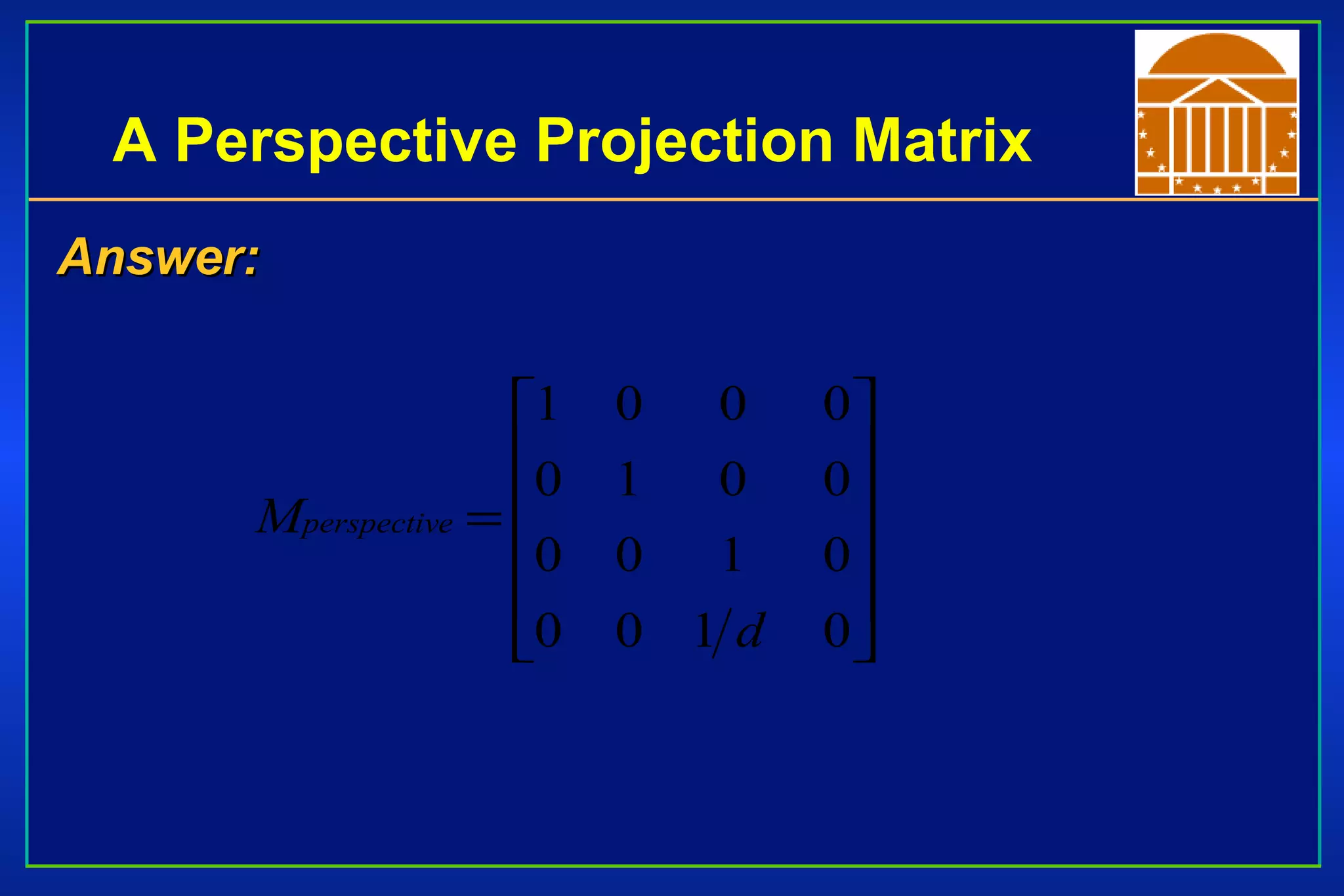 Lecture 11 Perspective Projection | PPT