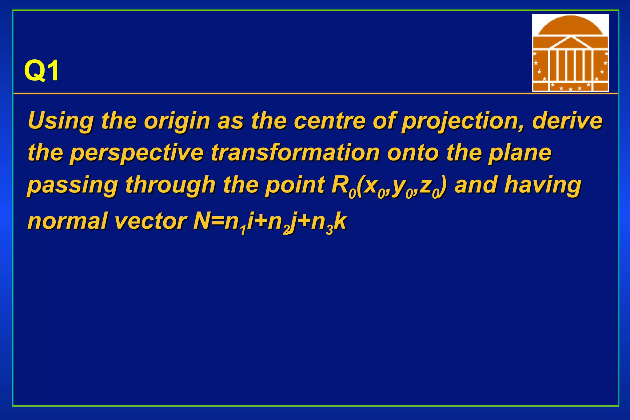 Lecture 11 Perspective Projection | PPT