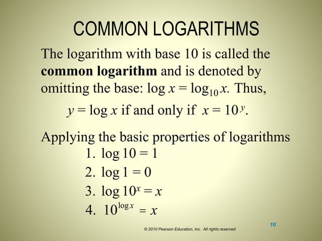 Lecture 11 sections 4.3-4.4 logarithmic functions | PPT
