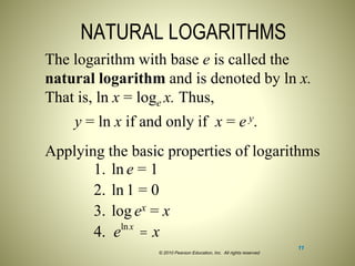 Lecture 11 sections 4.3-4.4 logarithmic functions | PPTX