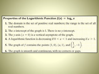 Lecture 11 sections 4.3-4.4 logarithmic functions | PPTX