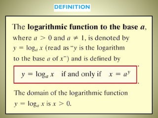 Lecture 11 sections 4.3-4.4 logarithmic functions | PPTX