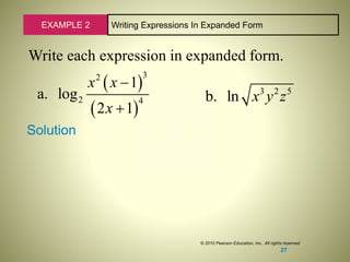 Lecture 11 sections 4.3-4.4 logarithmic functions | PPTX
