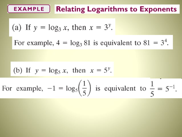 Lecture 11 sections 4.3-4.4 logarithmic functions | PPT