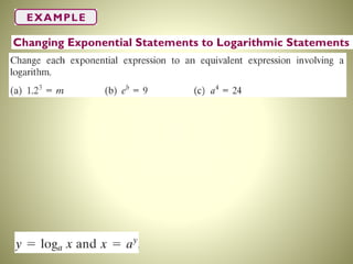 Lecture 11 sections 4.3-4.4 logarithmic functions | PPTX