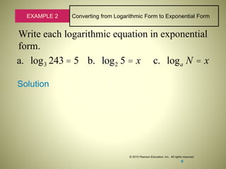 Lecture 11 sections 4.3-4.4 logarithmic functions | PPTX